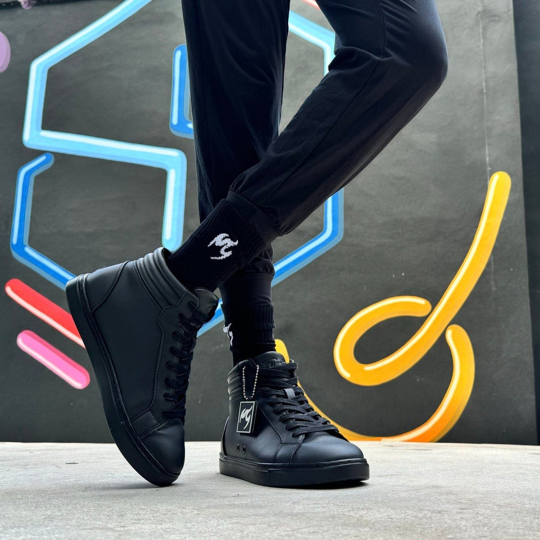 Black on Black High-Top Sneakers | All Black High-Top Dance Sneakers ...