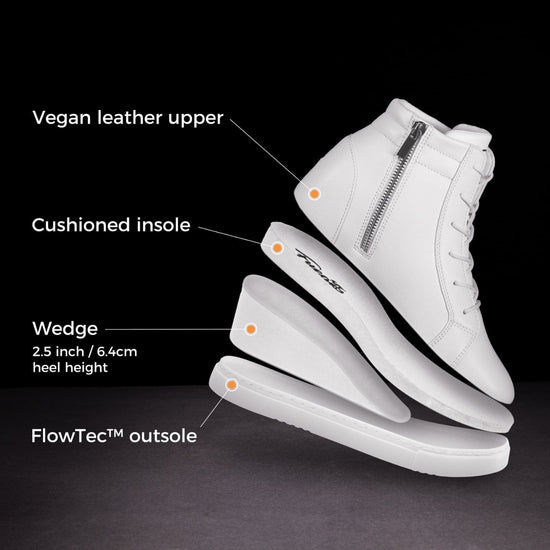 White Wedge Heel Sneakers | White Dance Tennis Shoes – Fuego, Inc.